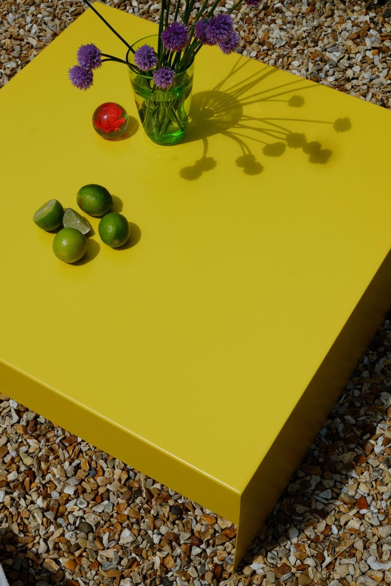 Matt Yellow, Single Form Square Aluminium Coffee Table - Indoor ...
