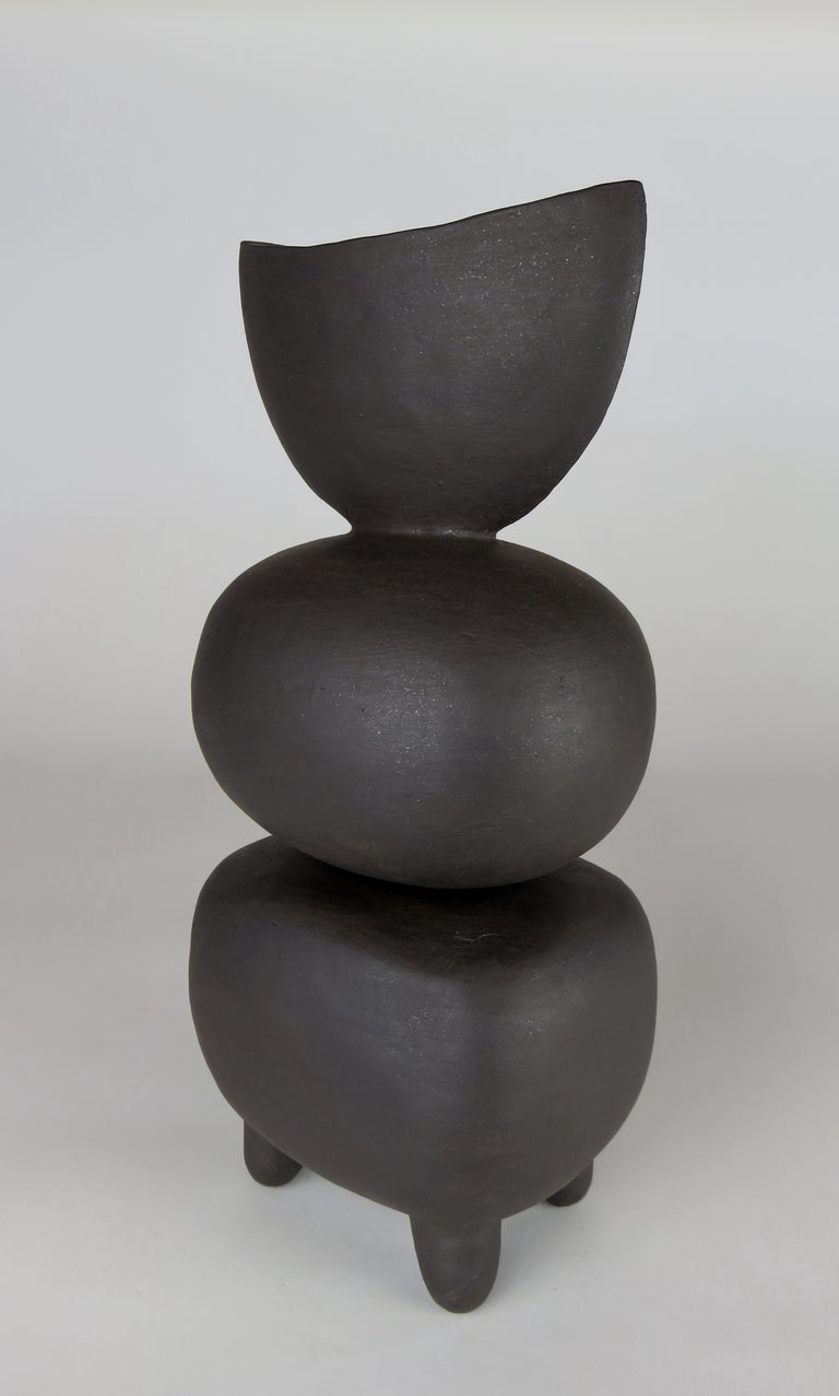 Matte Black Ceramic TOTEM, Round and Rectangular Forms, Half Moon Top ...