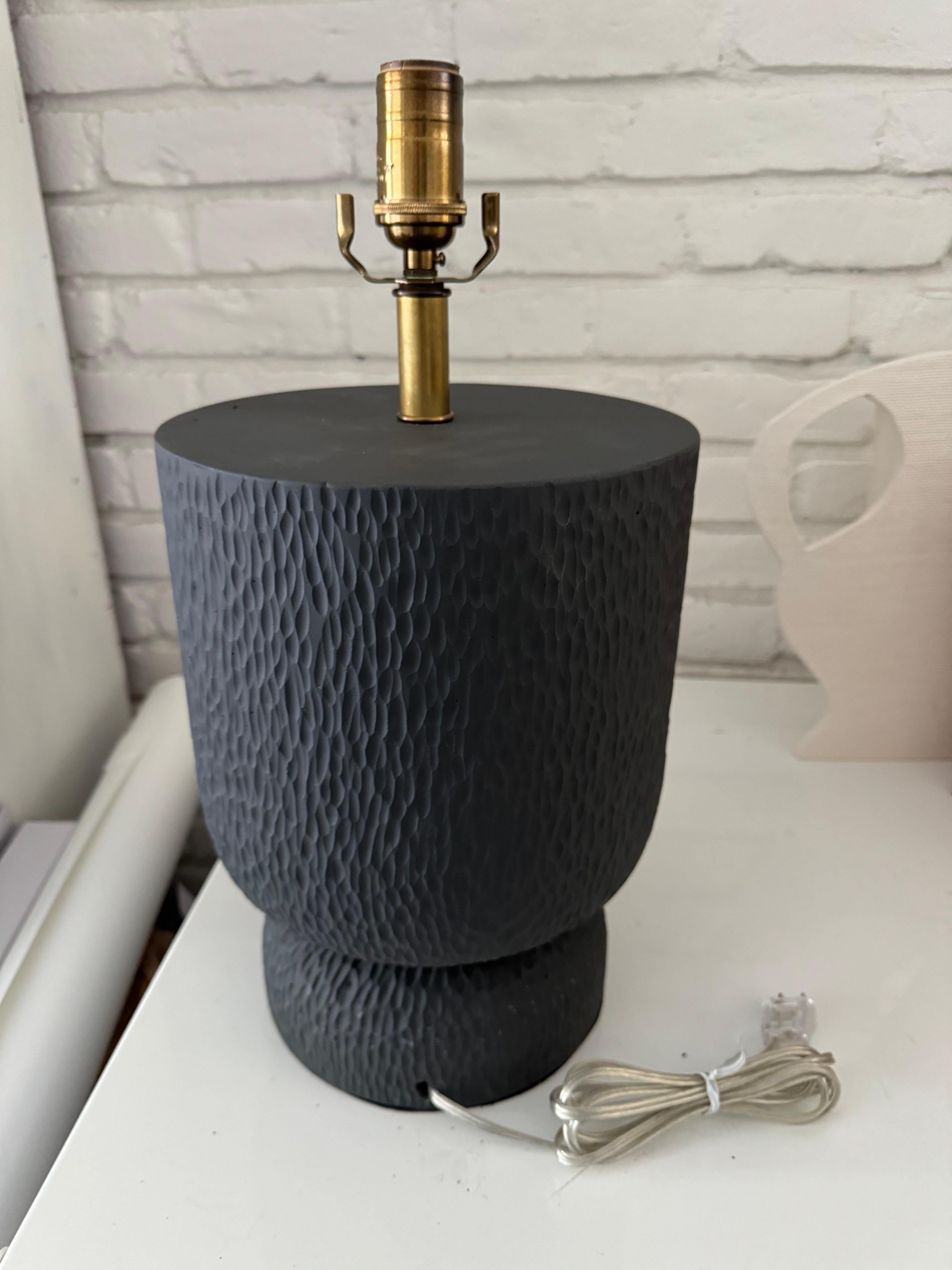 Matte black chiseled plaster lamp For Sale at 1stDibs