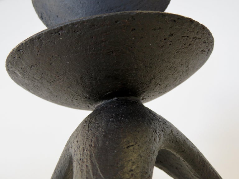 Matte Black Hand Built Ceramic TOTEM "Take a Bite" on Tripod Legs For ...