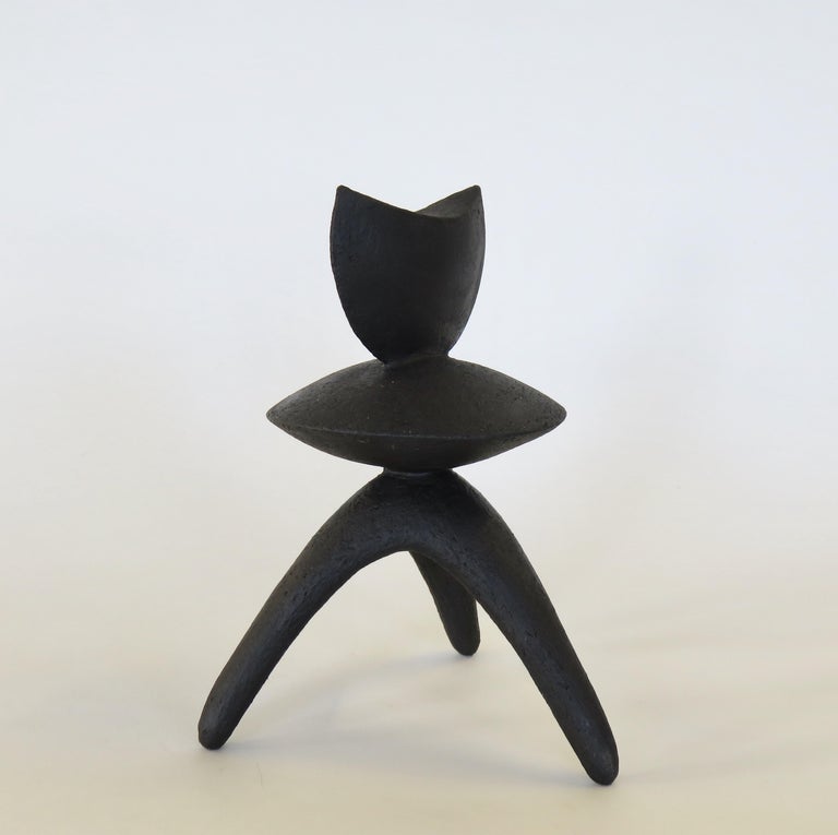 Matte Black Hand Built Ceramic TOTEM "Take a Bite" on Tripod Legs For ...