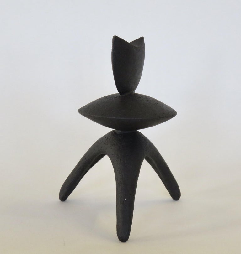 Matte Black Hand Built Ceramic TOTEM "Take a Bite" on Tripod Legs For ...
