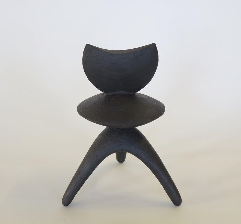 Matte Black Hand Built Ceramic TOTEM "Take a Bite" on Tripod Legs For ...