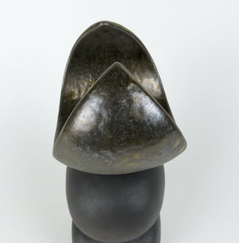 Matte Brown Ceramic TOTEM w/ Gold Arc'd Crown on Soft Cube and Oval ...