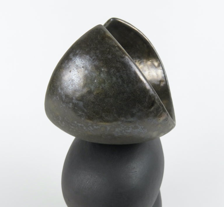 Matte Brown Ceramic TOTEM w/ Gold Arc'd Crown on Soft Cube and Oval ...