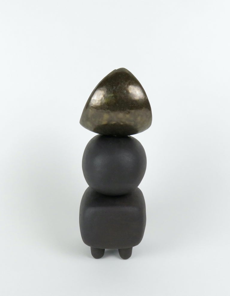 Matte Brown Ceramic TOTEM w/ Gold Arc'd Crown on Soft Cube and Oval ...