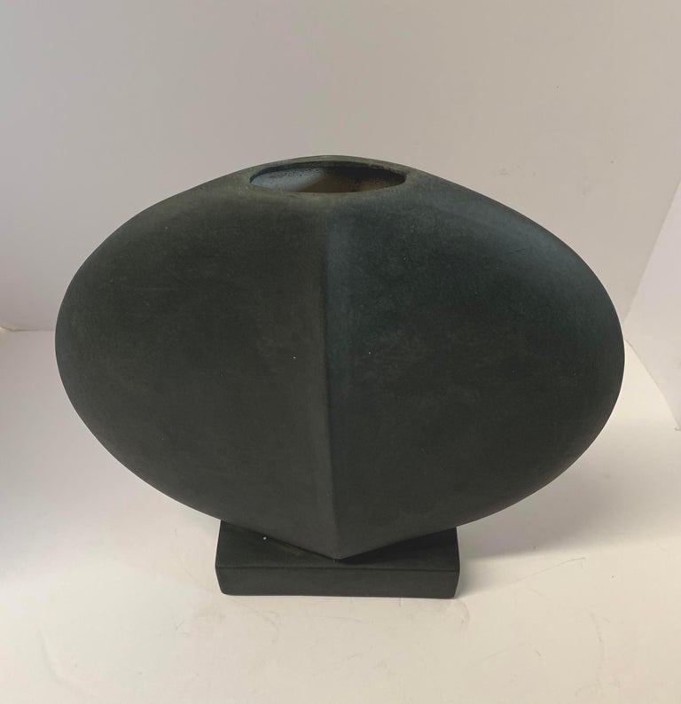 Matte Grey Large Round Ceramic Danish Design Vase, China, Contemporary ...