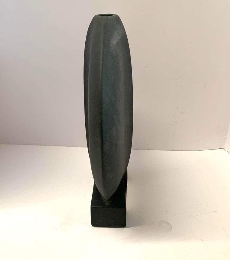 Matte Grey Large Round Ceramic Danish Design Vase, China, Contemporary ...