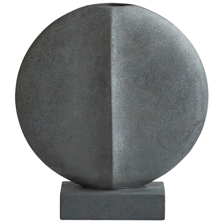 Matte Grey Large Round Ceramic Danish Design Vase, China, Contemporary ...