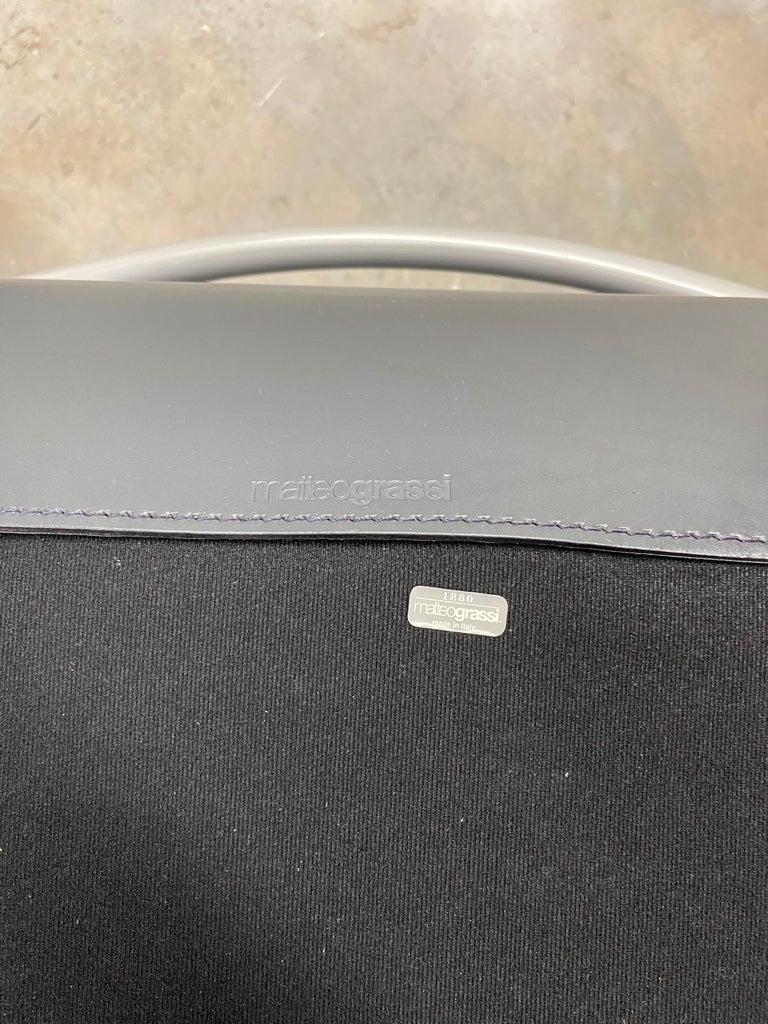 Matteo Grassi 1880 Dark Gray Leather Arm Chair For Sale at 1stDibs