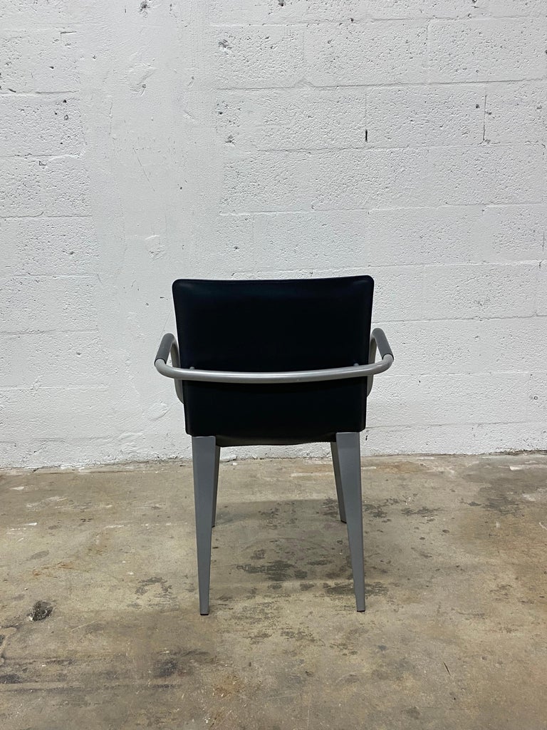 Matteo Grassi 1880 Dark Gray Leather Arm Chair For Sale at 1stDibs