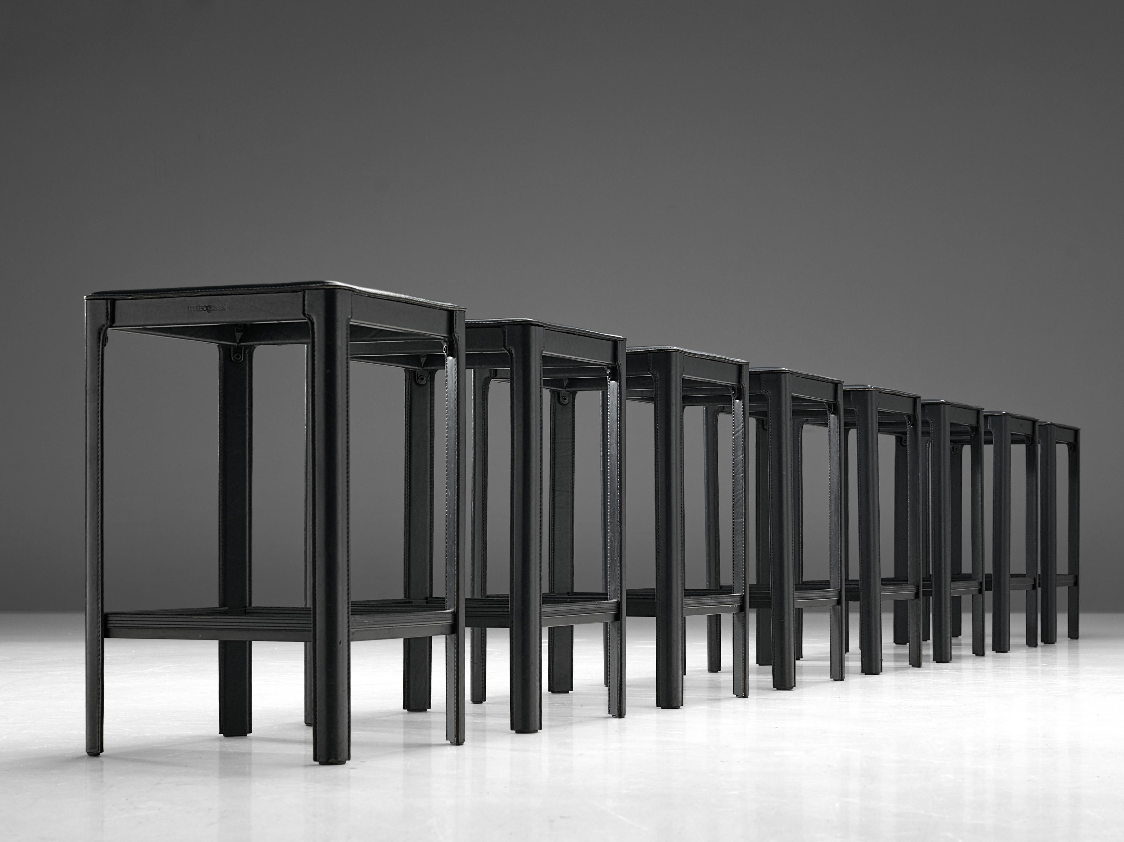 Matteo Grassi Stools in Black Leather For Sale at 1stDibs