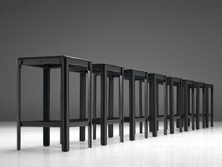 Matteo Grassi stools in Black Leather For Sale at 1stDibs