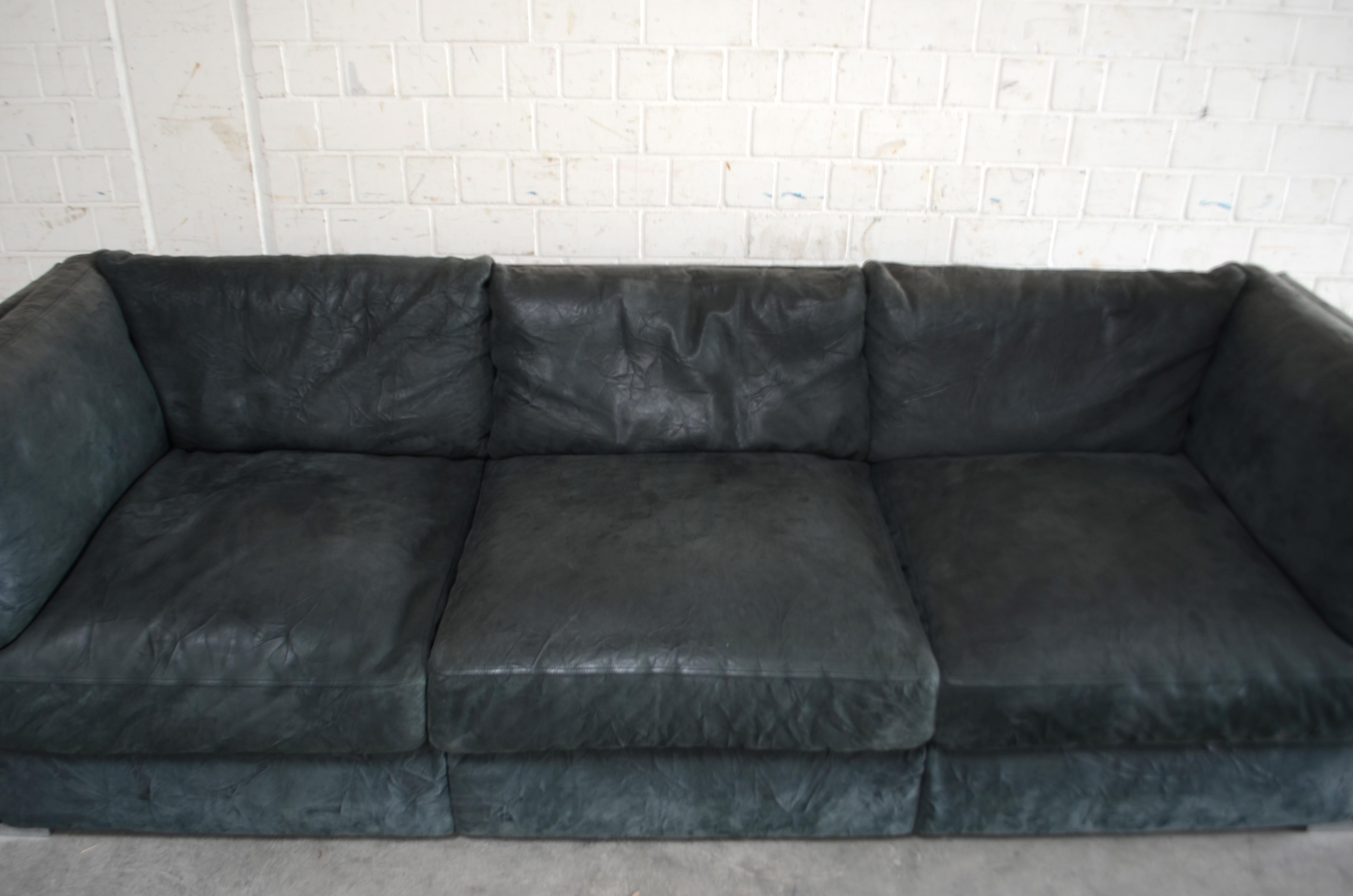 Matteo Grassi Deluxe Petrol Leather Sofa Nirvana Design by Franco Poli ...
