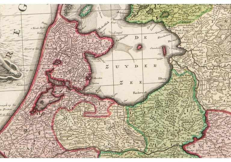 Matthaus Seutter, Framed 1730 Color Engraving Map of "Belgium ...