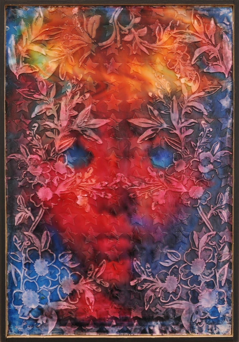 Matthew Dutton - CAUL BEARER - Mixed Media Portrait w/. Textured Floral ...