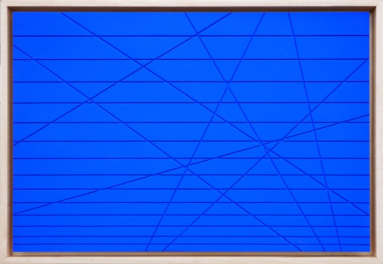 Matthew Reeves - Small Contemporary Bright Blue Linear Abstract ...