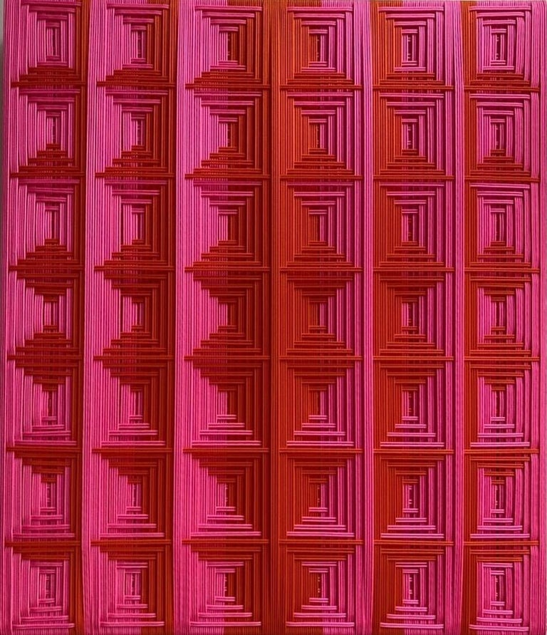Matthias de Vogel - Neon Grid, Contemporary Art, Textile Art, 21st ...