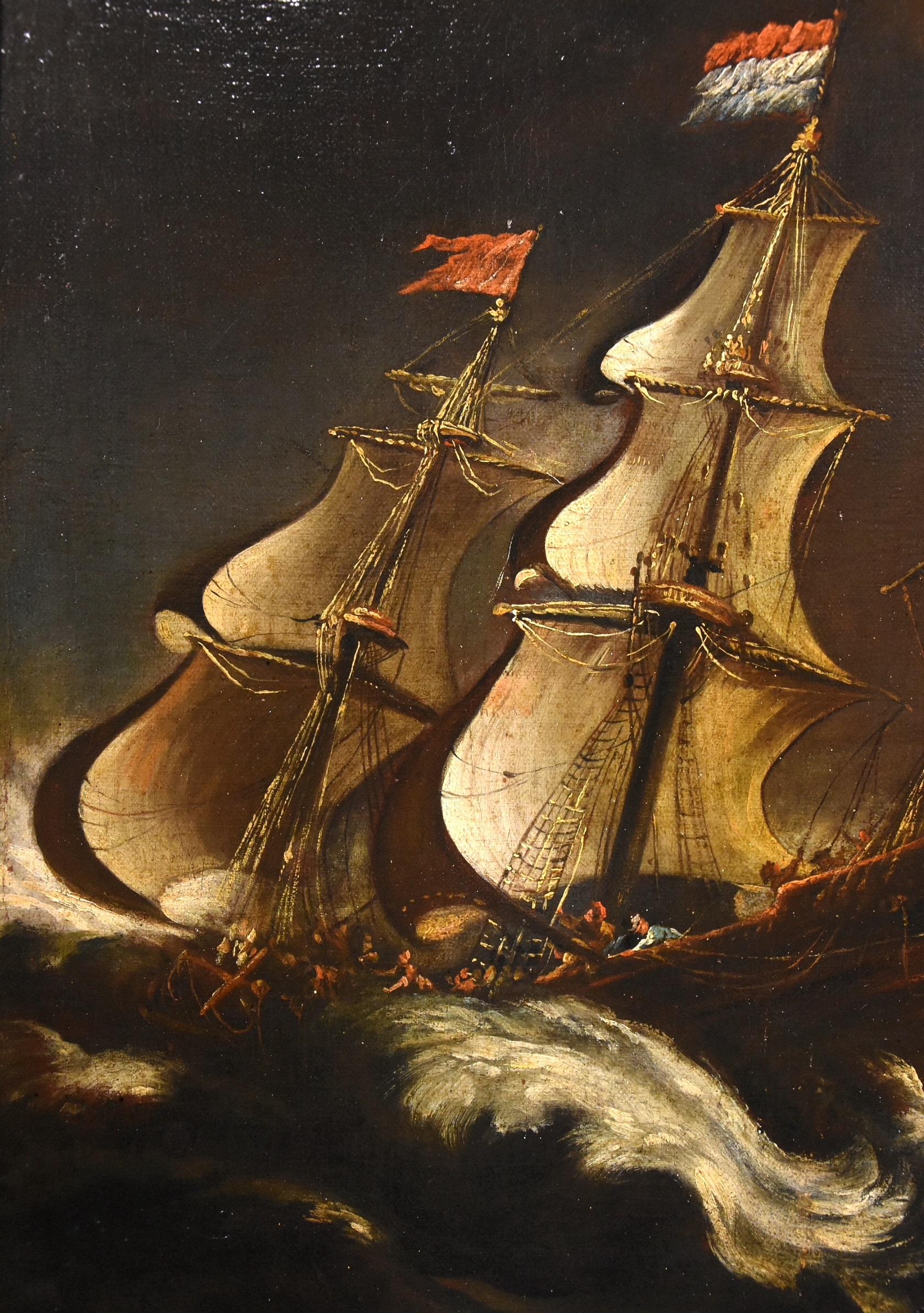 Stormy Ships Van Plattenberg Marina Paint Oil on canvas Old master 17th ...