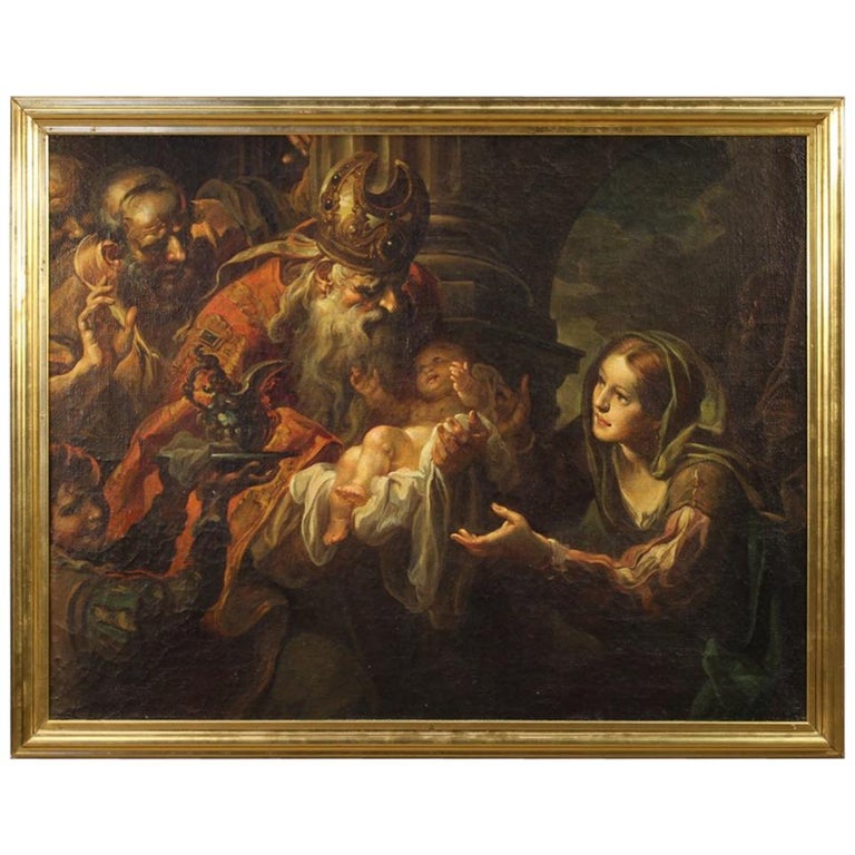 Mattia Traverso 20th Century Oil on Canvas Italian Religious Signed ...
