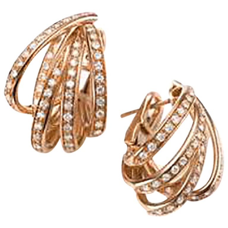 Mattioli Tibet Earrings in Rose Gold and White Diamonds For Sale at 1stDibs