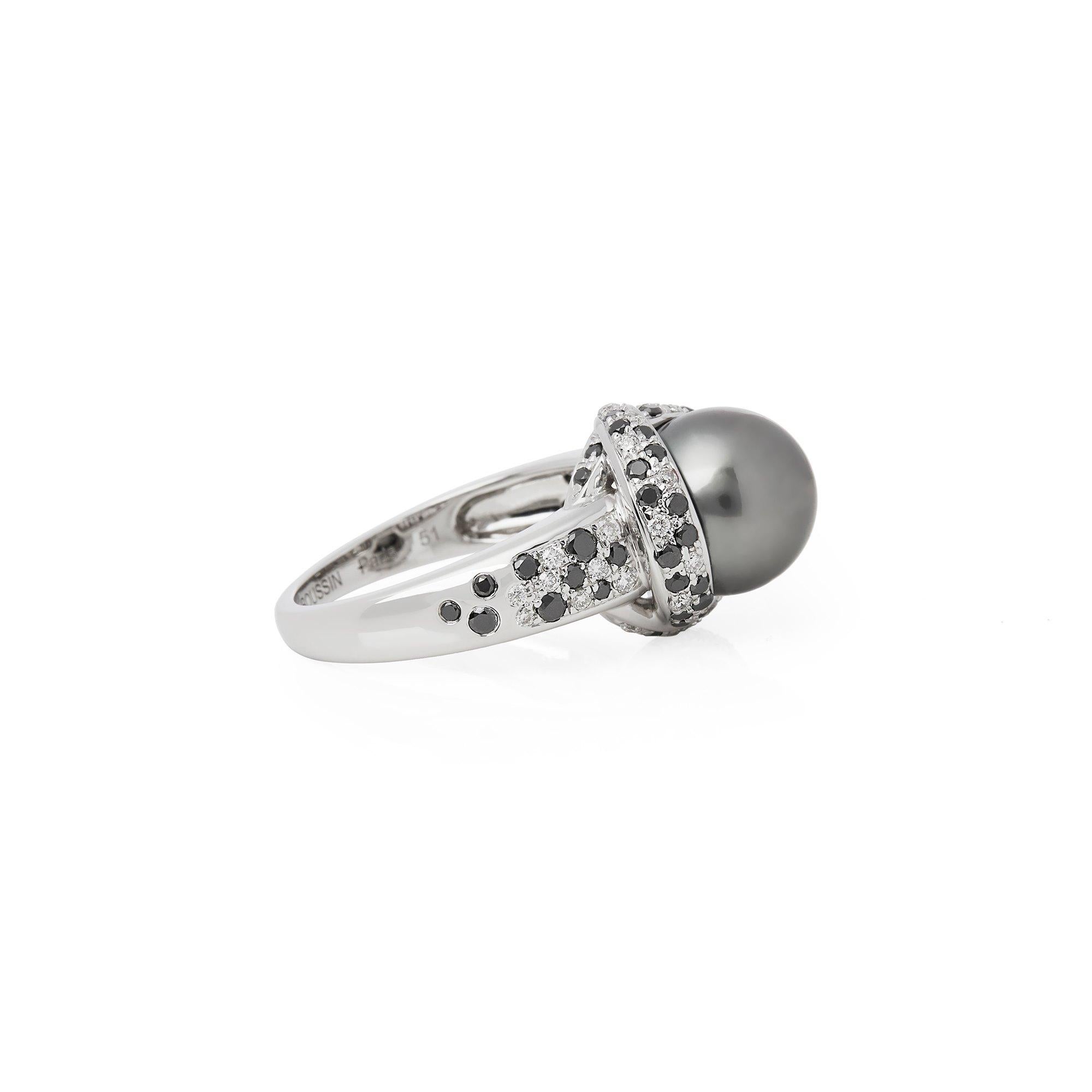Mauboussin 18 Karat White Gold Pearl and Diamond Caviar Mon Amour Ring at 1stDibs | mauboussin ...