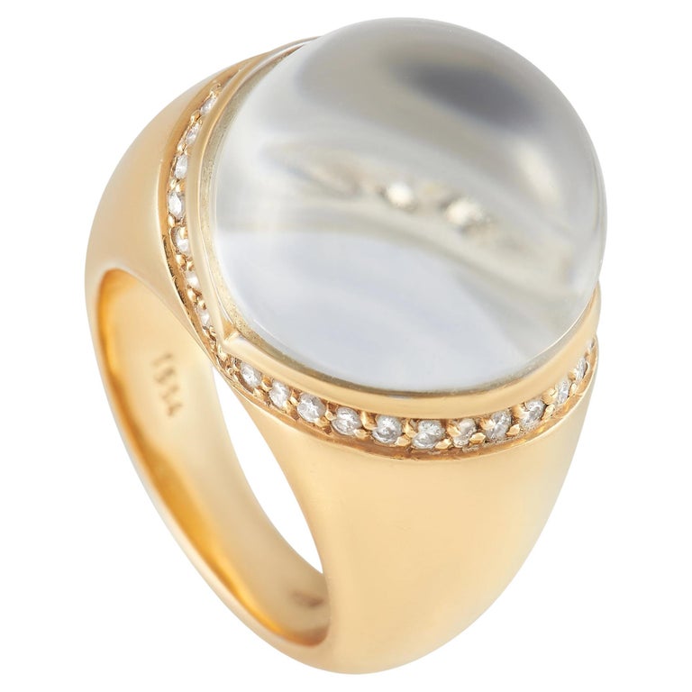 Mauboussin 18k Yellow Gold Diamond and Rock Crystal Ring For Sale at ...