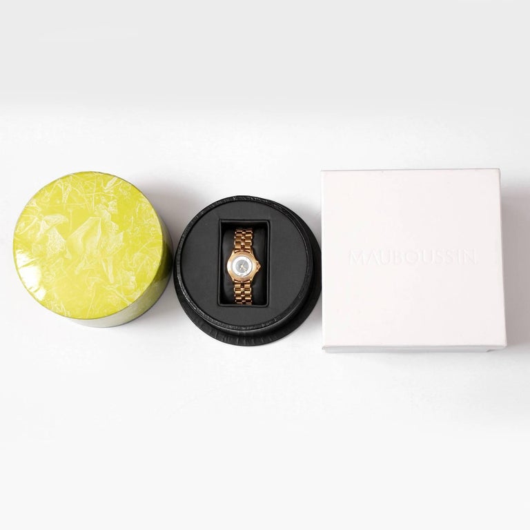 Mauboussin Ladies Yellow Gold Blue Dial Quartz Wristwatch For Sale at ...