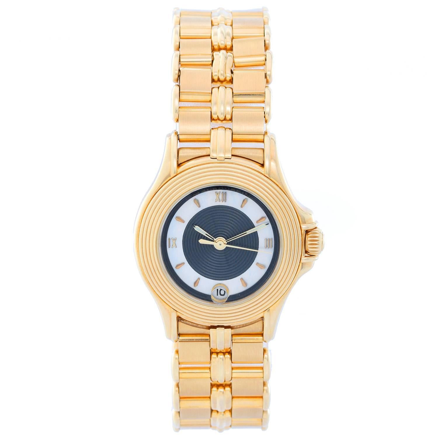 Mauboussin Ladies Yellow Gold Blue Dial Quartz Wristwatch For Sale at ...