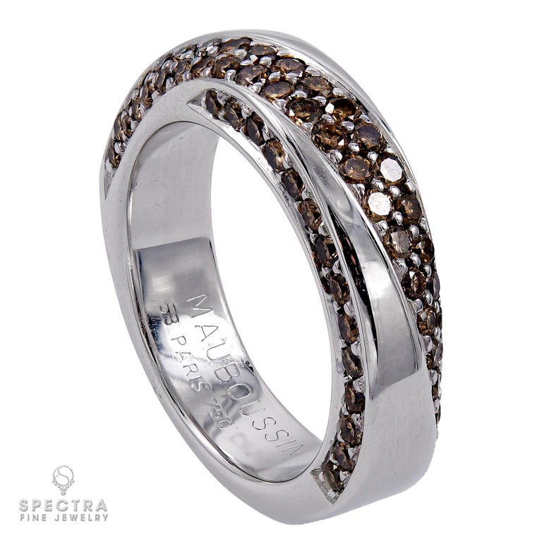 Mauboussin Diamond 18 Karat White Gold Wedding Band For Sale At 1stdibs