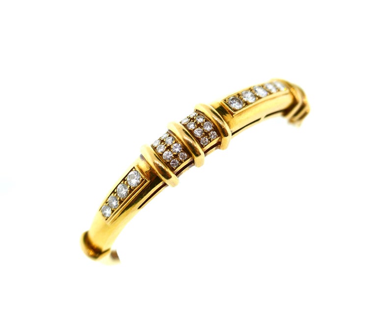 Mauboussin French 18 Karat Yellow Gold Diamond Bangle At 1stdibs