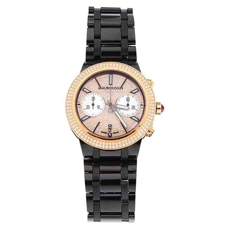 Mauboussin, Life for Ever, Rose Gold and Ceramic, Diamond Paving, Men's ...