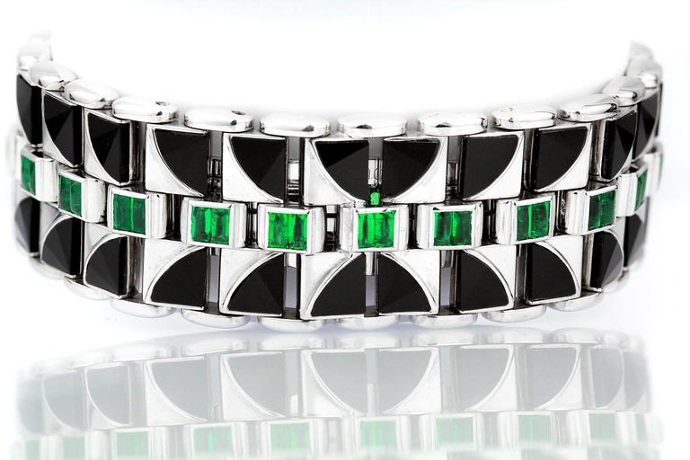 Vintage/Retro Mauboussin Watch, Diamond and Emerald in 18-K White Gold ...