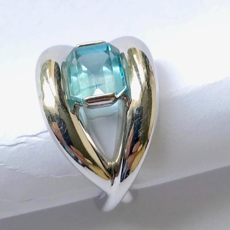 Mauboussin Ring in 18 Karat White Gold Setting an Aquamarine For Sale ...