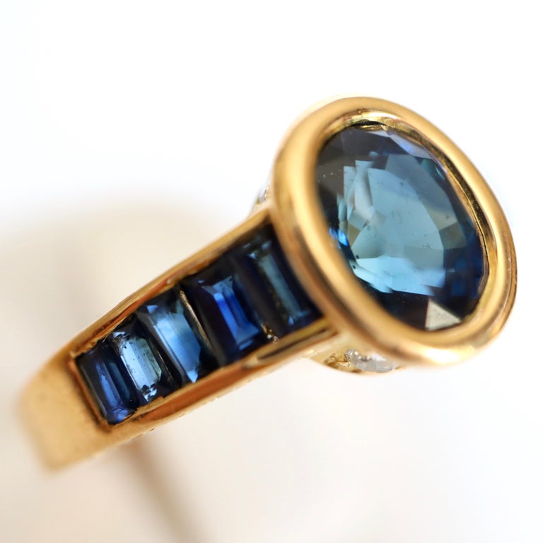 Mauboussin Ring in 18 Karat Yellow Gold Sapphires and Diamonds For Sale ...