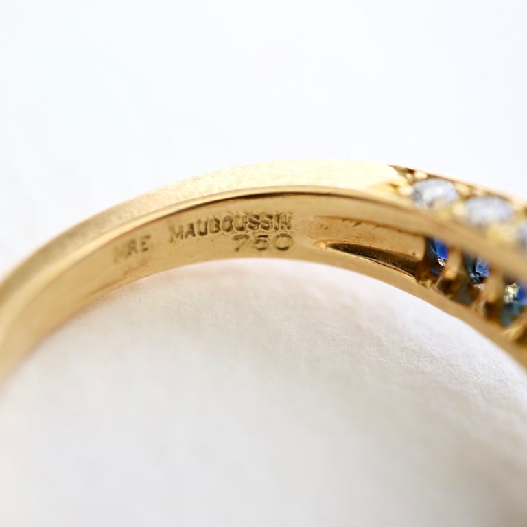 Mauboussin Ring in 18 Karat Yellow Gold Sapphires and Diamonds For Sale ...