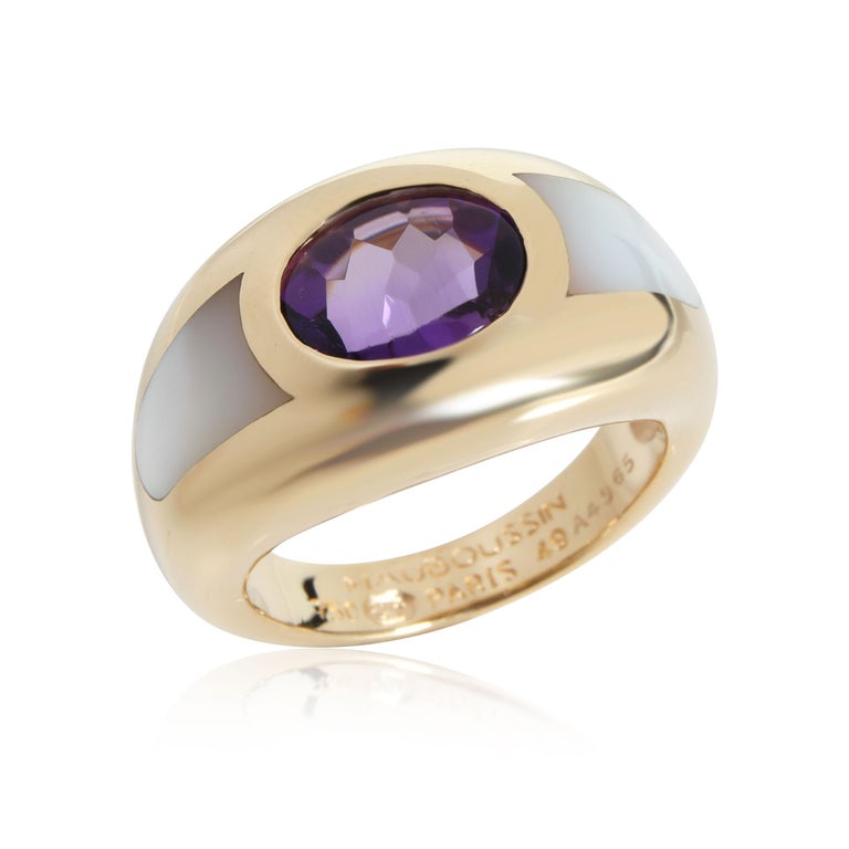 Mauboussin Ring with Amethyst and Mother of Pearl in 18k Yellow Gold ...
