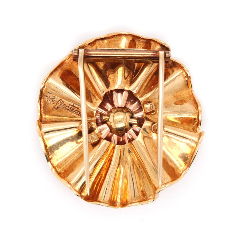 Mauboussin Trabert and Hoeffer Reflection Gold Earclips and Brooch Set ...