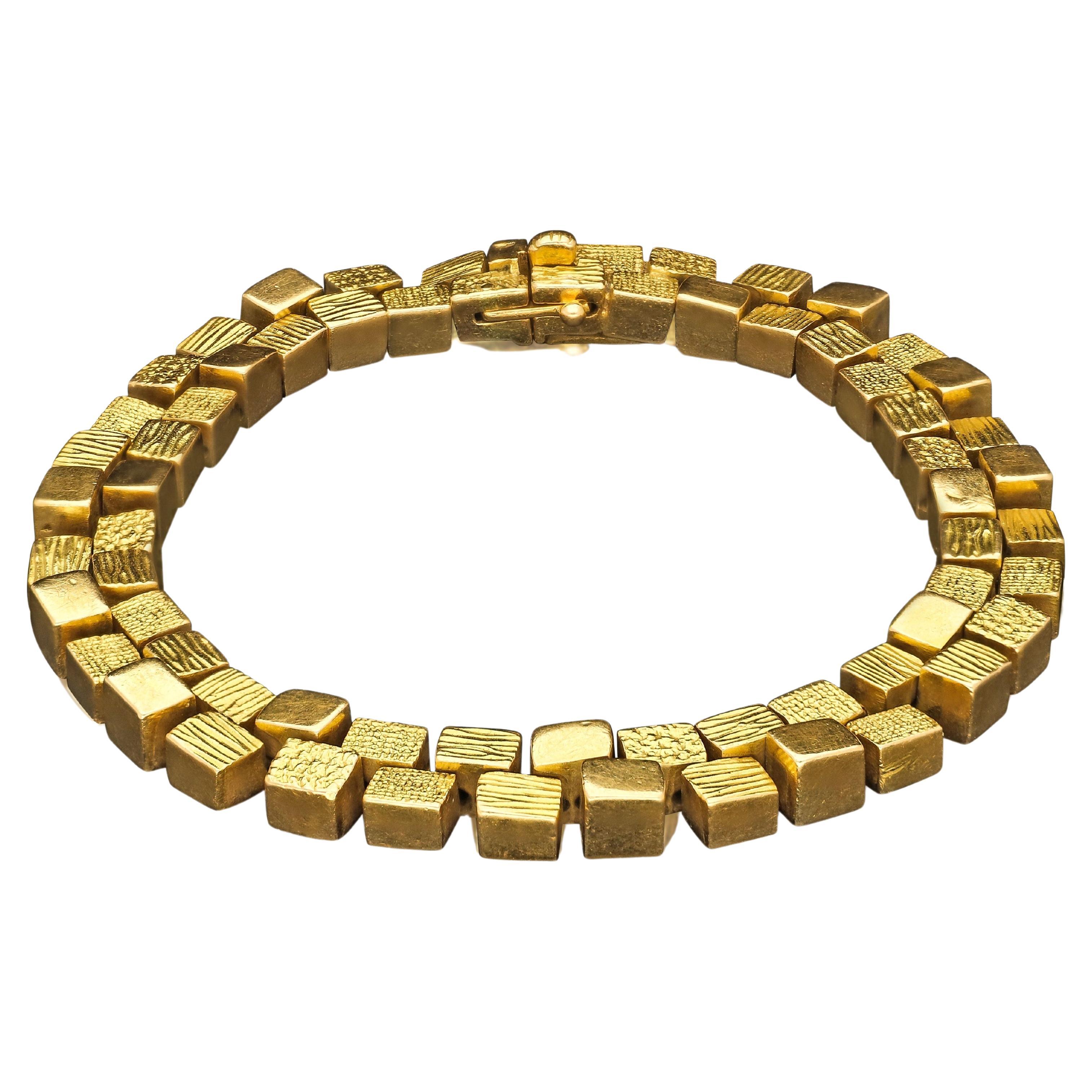 Diamond Gold 'Bricks' Bracelet For Sale at 1stDibs