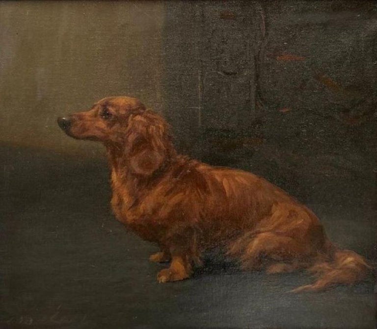 Maud Earl - A portrait of the long haired dachshund ‘Charley’ by Maud ...