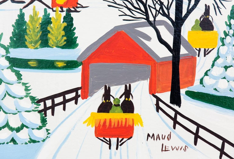 Maud Lewis - Covered Bridge in Winter at 1stDibs