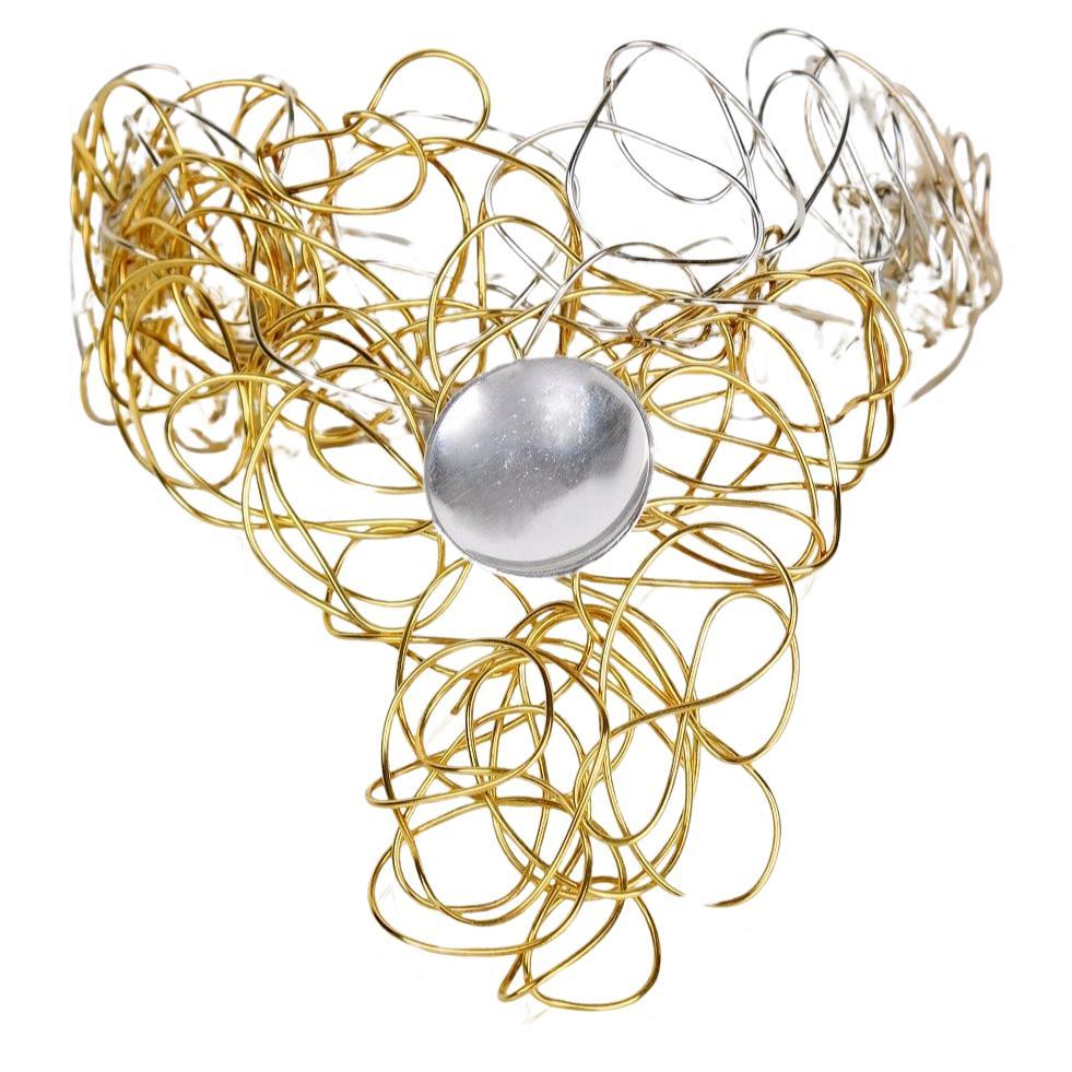 MAUKE V JEWELRY Knitted Neckpiece With Beads And Brass For Sale at 1stDibs