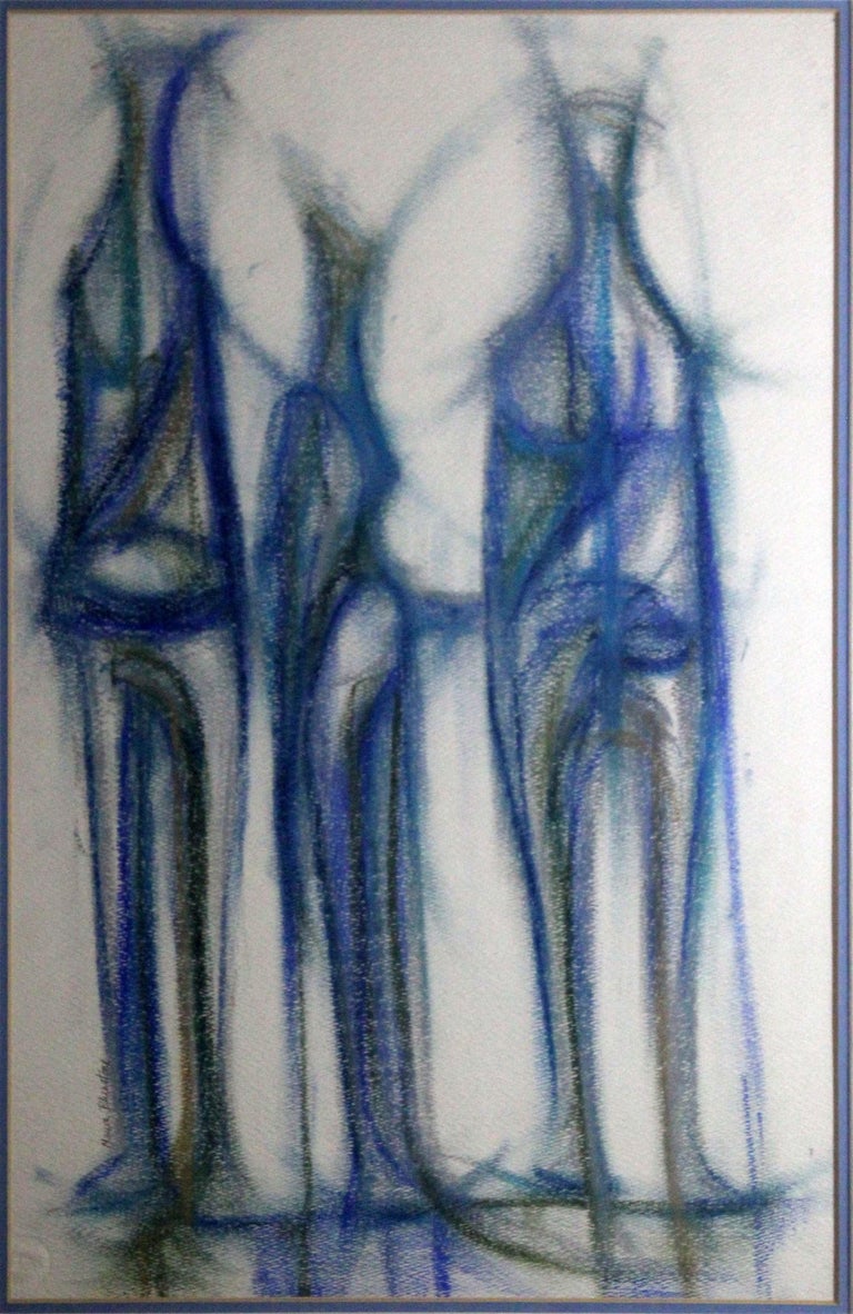 Maura Bluestone Expressive Figures Contemporary Colored Graphite on ...