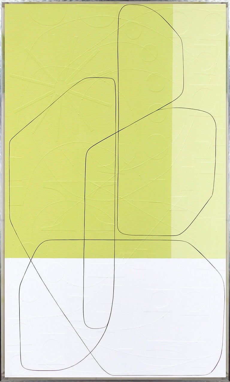 Maura Segal - "Gumdrops III" Green Color Blocked Abstract with Embossed ...