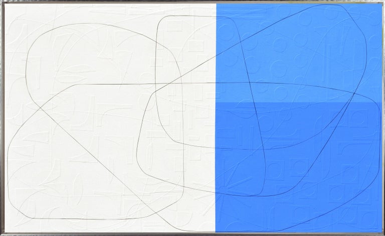 Maura Segal - "Jellyfish" Blue and White Color Blocked Abstract with ...