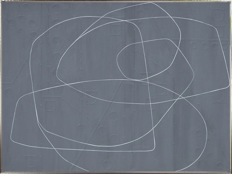 Maura Segal - "Storm" Gray and White Abstract with Simple Lines and ...