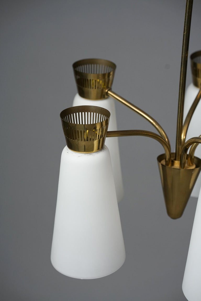 Mauri Almari Brass Chandelier model 103/5 for Itsu, 1950s For Sale at ...