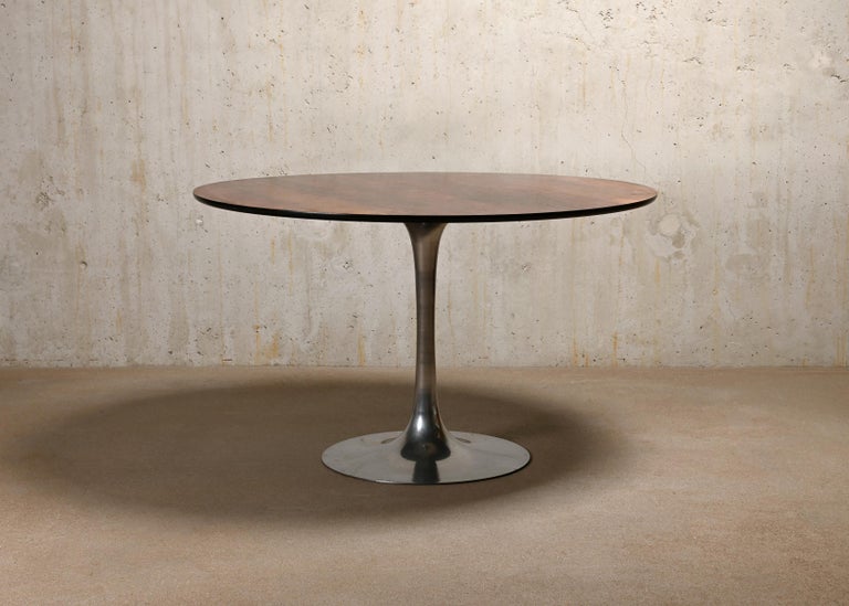 Maurice Burke Tulip Dining Table in Dark Wood and Aluminum for Arkana ...