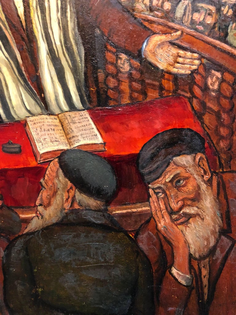 Maurice Kish - The Preacher Rabbi "Der Maggid" Judaica Oil Painting WPA ...
