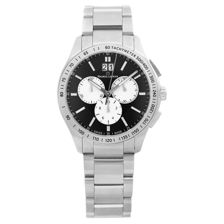 Maurice Lacroix Miros Steel Black Dial Quartz Mens Watch MI1028-SS002 ...